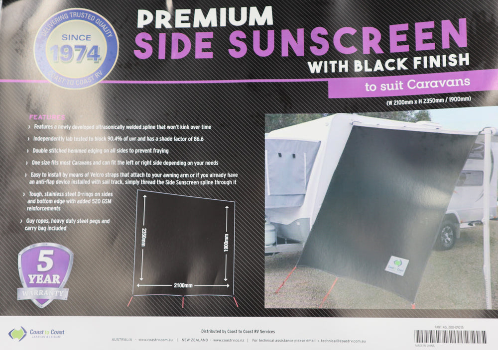 Coast V2 Black Sunscreen Side Wall for Full Van. – RV Life